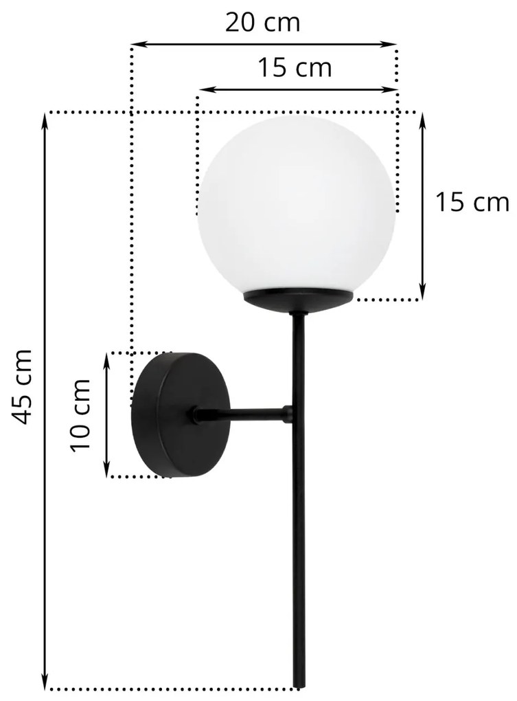 Nástěnné svítidlo Florence, 1x bílé skleněné stínítko, B