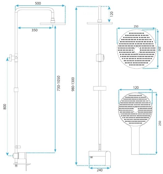 REA-P2400 - Sprchová sada s baterií AVALON broušená zlatá