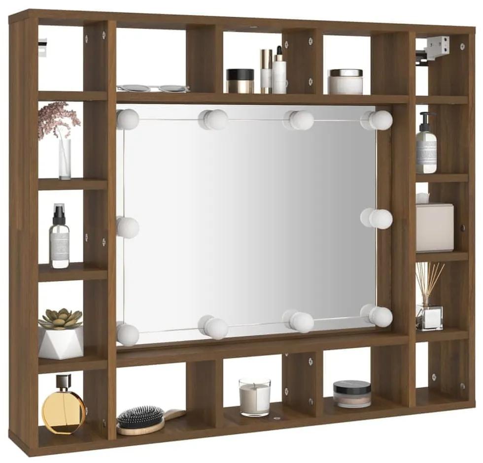 Petromila Zrcadlová skříňka s LED hnědý dub 91 x 15 x 76,5 cm