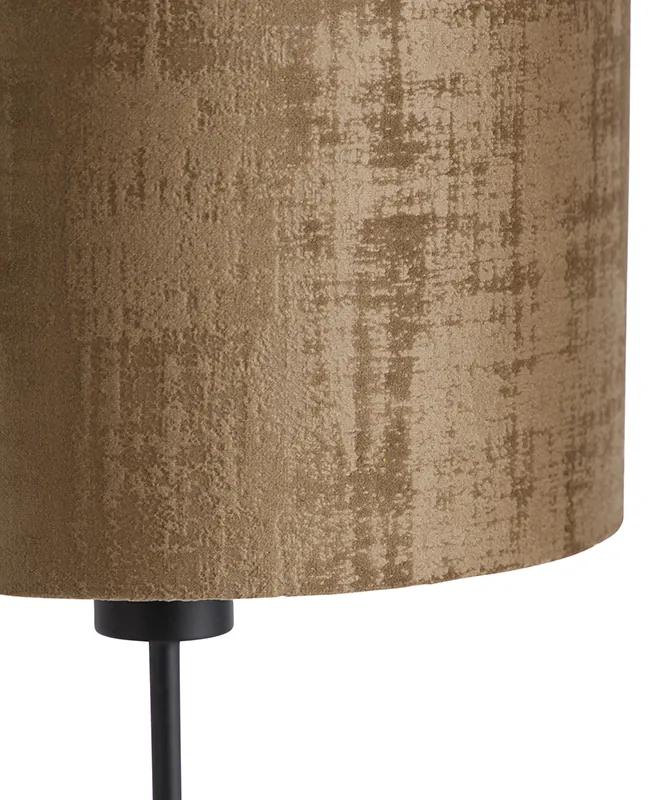 Stolní lampa černý sametový odstín hnědý 25 cm nastavitelný - Parte