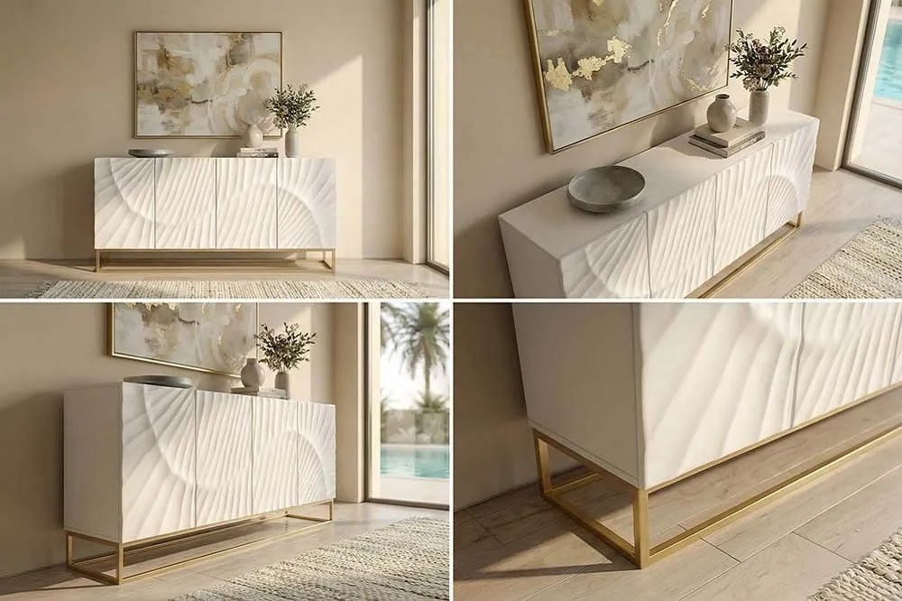 Designová komoda Shayla 177 cm bílé mango
