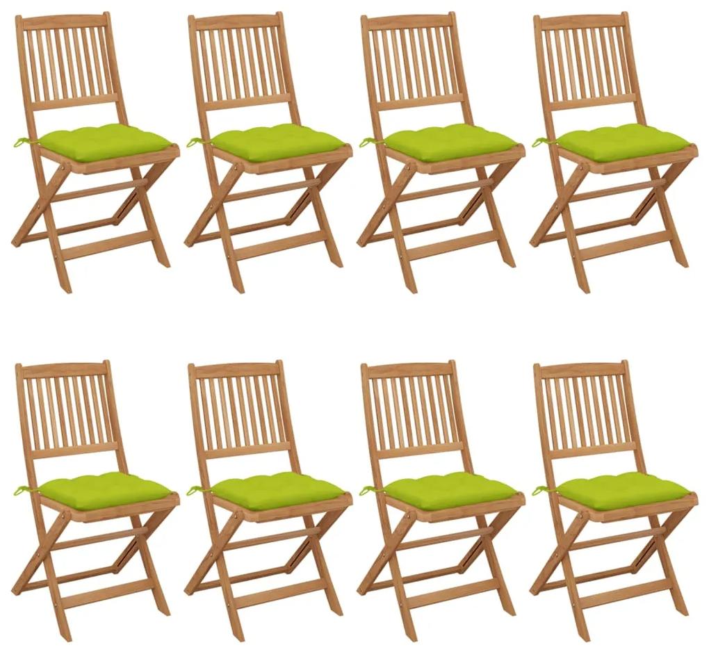 Skládací zahradní židle s poduškami 8 ks masivní akácie,  3075047