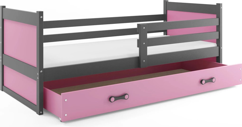 SMB Dětská postel se šuplíkem RICK 1, 90x200 cm Dekor: Bílá, Barva šuplíku: Bílá