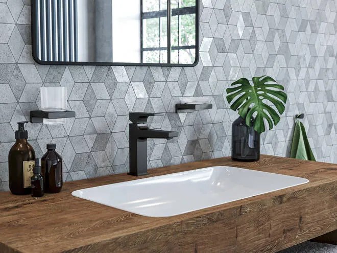 Hansgrohe Metropol, umyvadlová baterie 110 s výpustí Push-Open, kartáčovaná černá chromová, 32507340