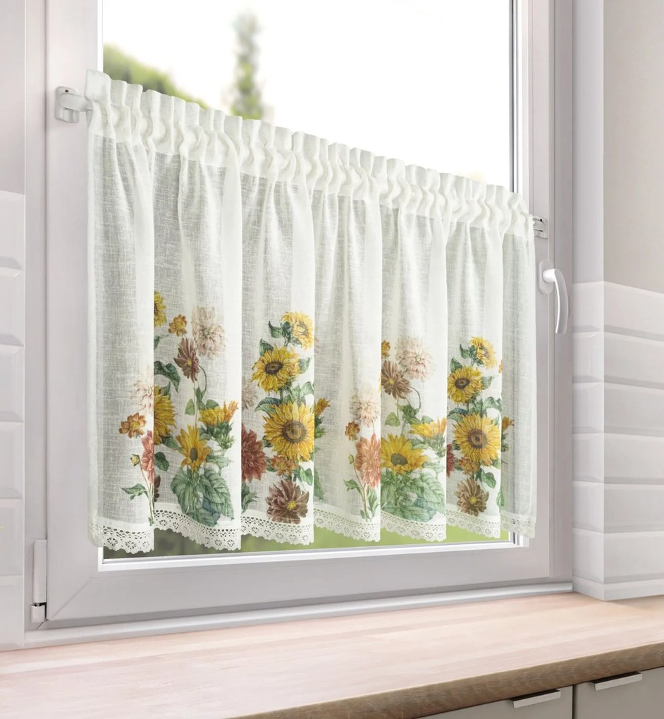 KRÁTKÁ ZÁCLONA NA PÁSCE ADELA 150X60 CM KVĚTY