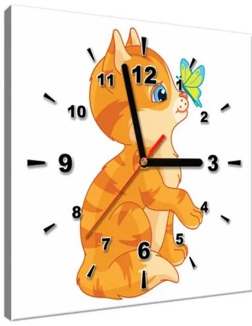 Tištěný obraz s hodinami Oranžová kočička 30x30cm ZP3015A_1AI
