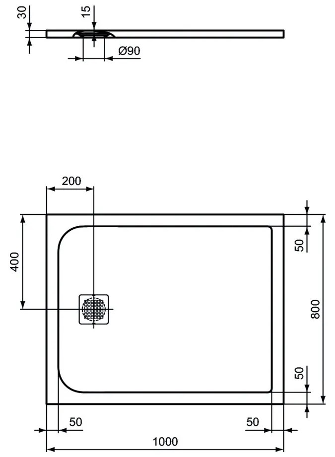 Ideal Standard Ultra Flat S - Sprchová vanička 100 x 80 cm, betonových šedá, K8219FS