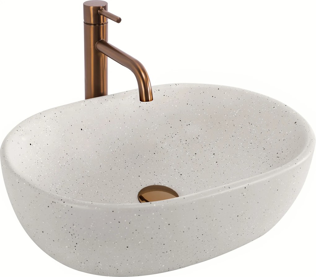 Rea Amelia, umyvadlo na desku 480x345x135 mm, imitace kamene-písková, REA-U8480