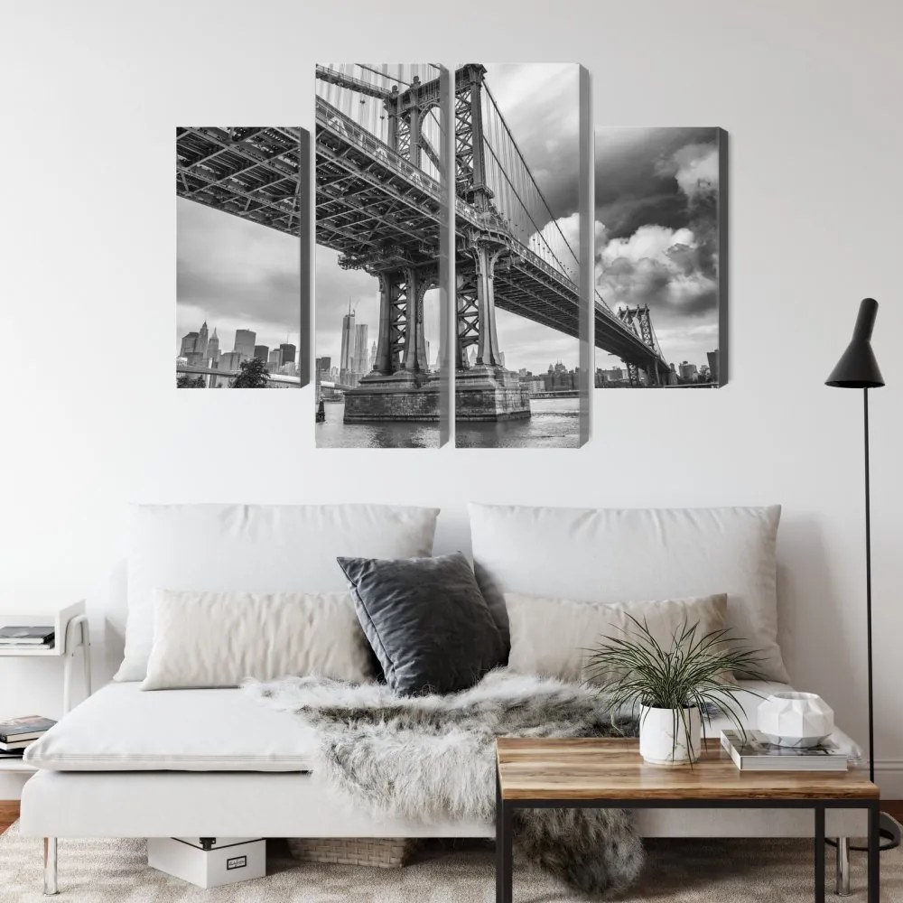 Vícedílný obraz Manhattan Bridge V New Yorku Nedostatek Nedostatek Přírodní plátno 120x90