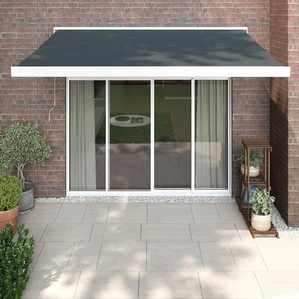 vidaXL Kazetová markýza na ruční ovládání 350 cm [3052671] Barva: Krémová (bílý rám)