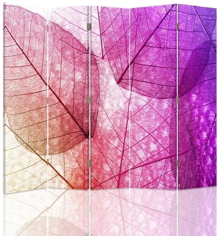Ozdobný paraván Listová příroda - 180x170 cm, pětidílný, obustranný paraván 360°