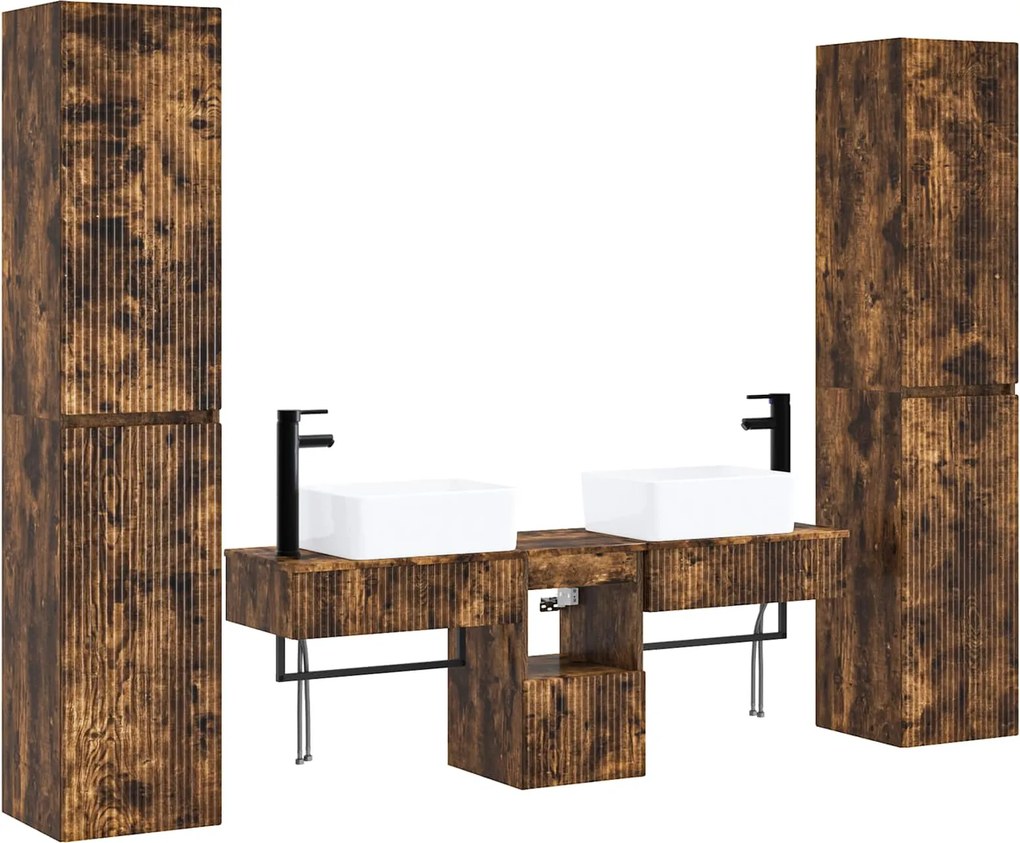 Sada koupelnového nábytku 5 ks Kouřový dub 33 x 34,5 x 160 cm 3406018