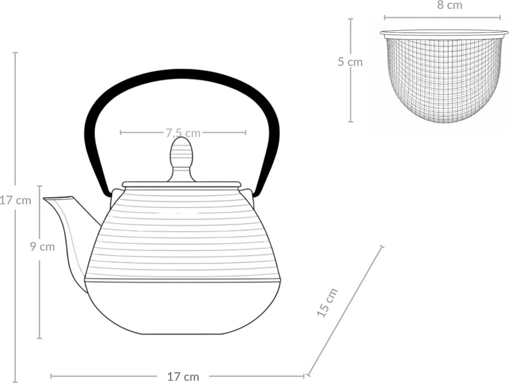 Litinová čajová konvice s filtrem YUKI, 1000 ml