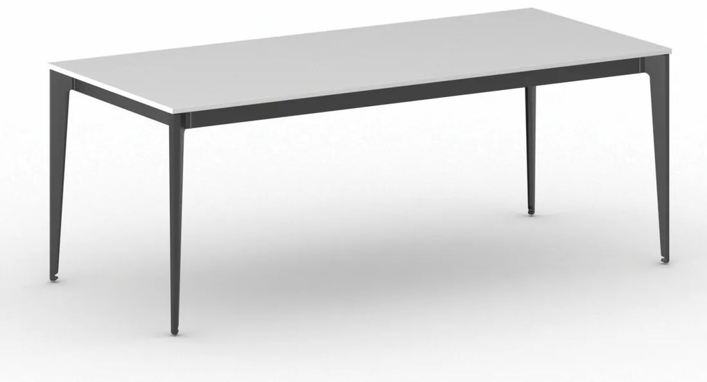 Jednací kancelářský stůl PRIMO ACTION, 200x90 cm, černá podnož, bílá