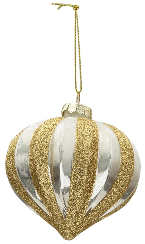 Zlato-stříbrná vánoční ozdoba (sada 4ks) - Ø 8cm