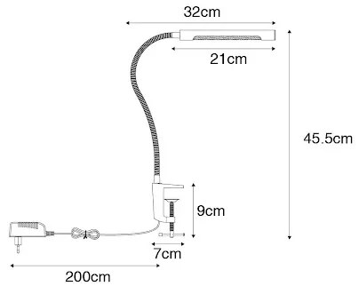 Svorka stolní lampa ocel vč. LED s dotykovým stmívačem - Lionard
