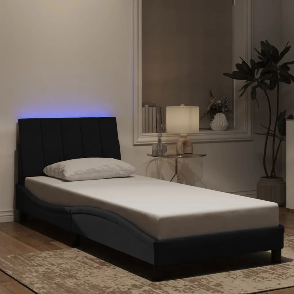 Rám postele s LED osvětlením bez matrace Hanko černý 80 x 200 cm samet 3213747