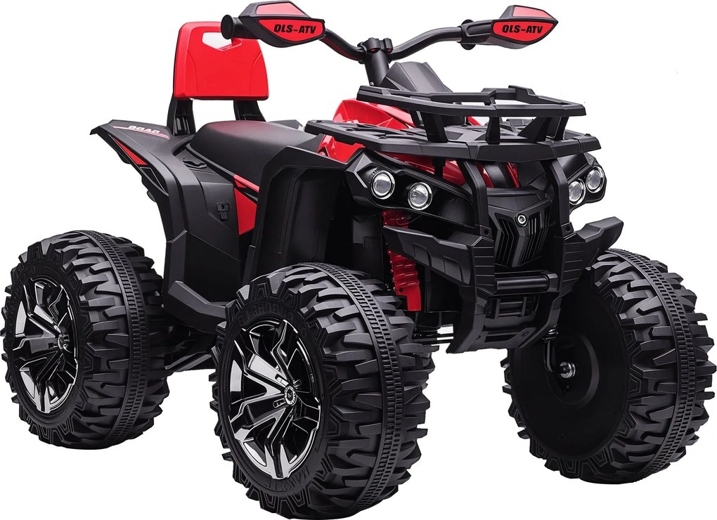 HOMCOM Elektrický čtyřkolka pro děti, 12V 10Ah s funkcí vpřed a vzad, 2 motory, USB port, MP3 přehrávač, dětské vozidlo s předním světlem 3-8 km/h, pr