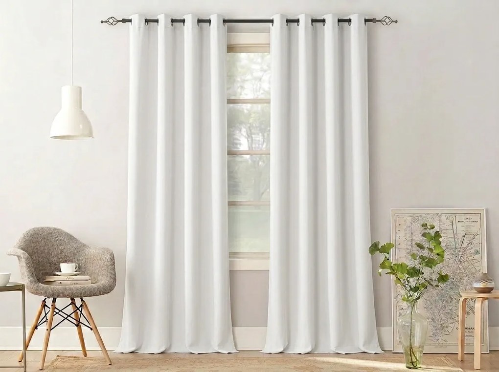 Závěs OXFORD LIGHT 140x250 cm, bílý Zavěšení: Řasící páska