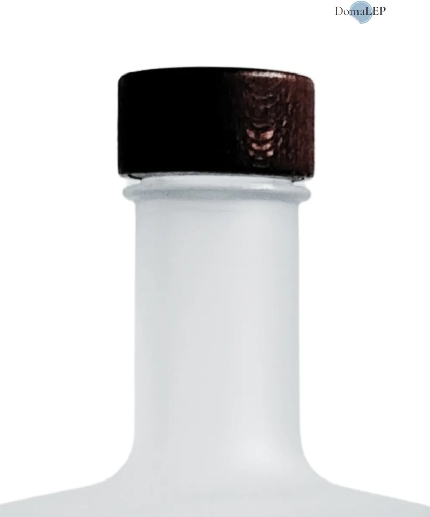 Skleněná láhev na olej 500 ml bílá mléčná s uzávěrem tmavé dřevo VILO