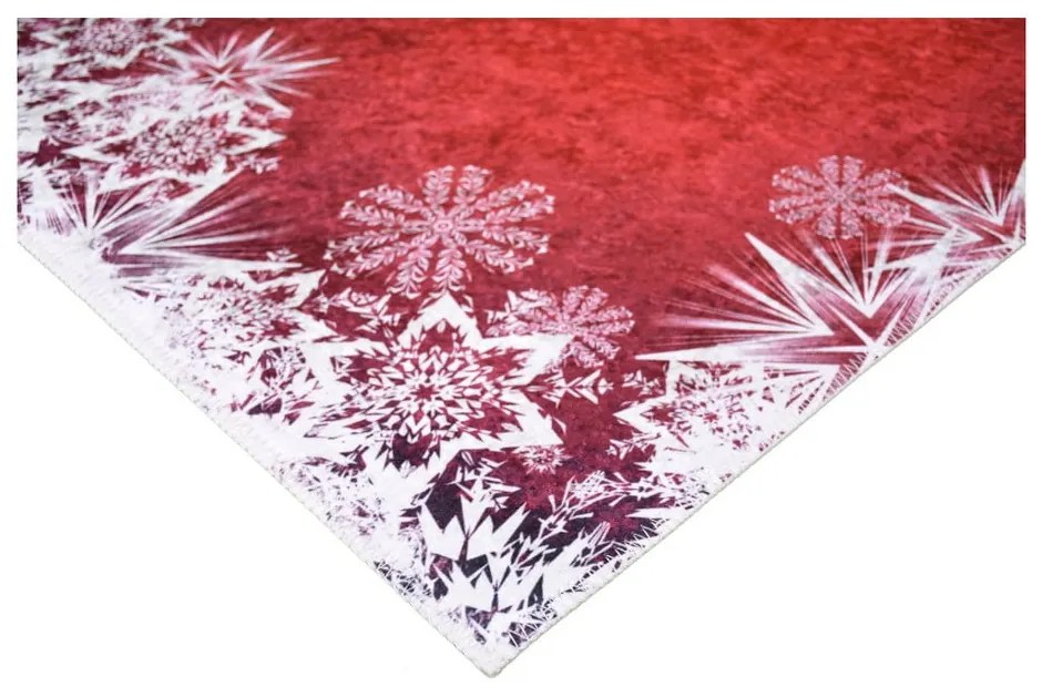 Červeno-bílý koberec Vitaus Snowflakes, 50 x 80 cm