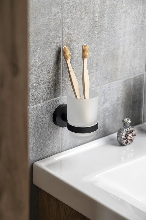 Aqualine, SAMBA sklenice, mléčné sklo, černá, SB204