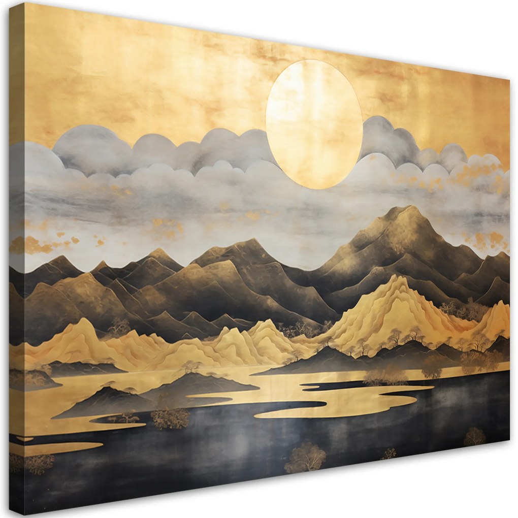 Gario Obraz na plátně Zlatá horská japonská krajina Rozměry: 60 x 40 cm