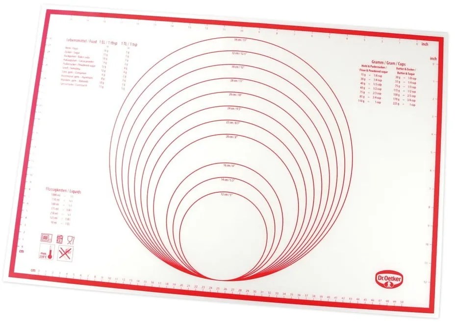 Červeno-bílá silikonová fólie na pečení Dr. Oetker Flexxibel Love, 60 x 40 cm