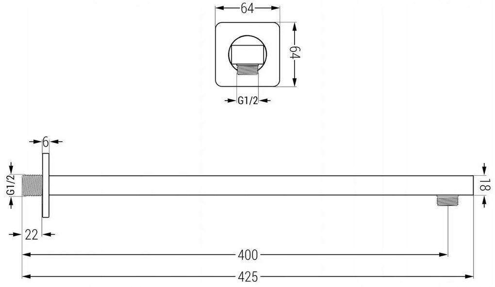 Mexen CUBE, podomítkové rameno 40cm + sprchová hlavice 30x30cm, bílá, 79112-20+79130-20