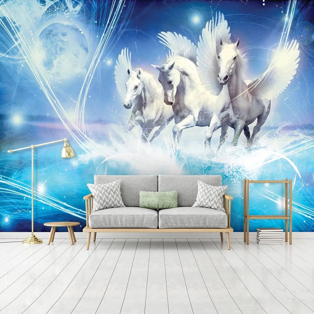 Fototapeta - Pegasus na modrém pozadí (152,5x104 cm)