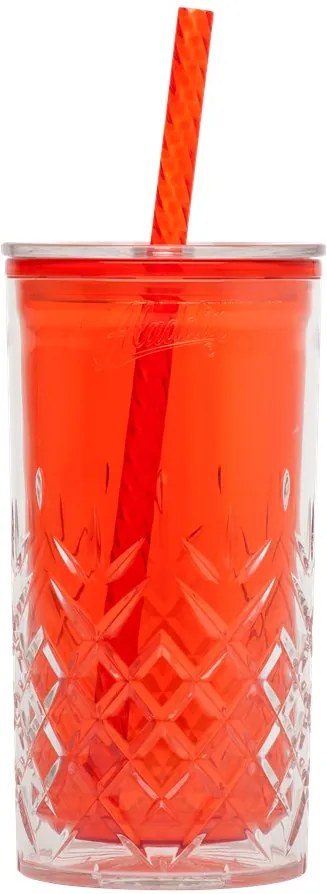 Plastový pohár s brčkem červený