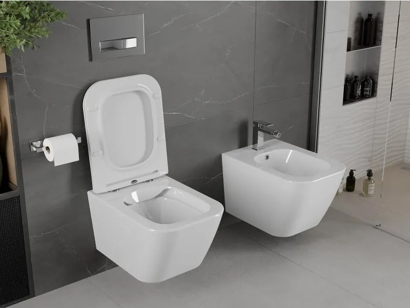 Mexen Madox WC mísa Rimless se zpomalovacím sedátkem slim, duroplast, bílý lesk - 30154000