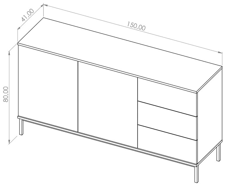 Komoda Querty K2D3SZ Barevné provedení: Rockford Hickory