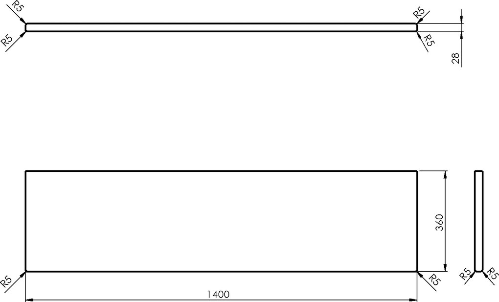Sapho WOODY deska 1400 x 28 x 360 mm masiv přírodní dub WD146-70