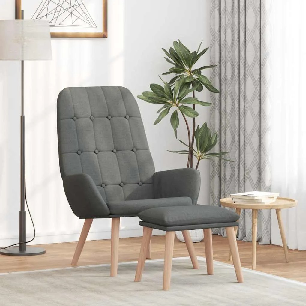 Relaxační křeslo s podnožkou tmavě šedé textil 3315150
