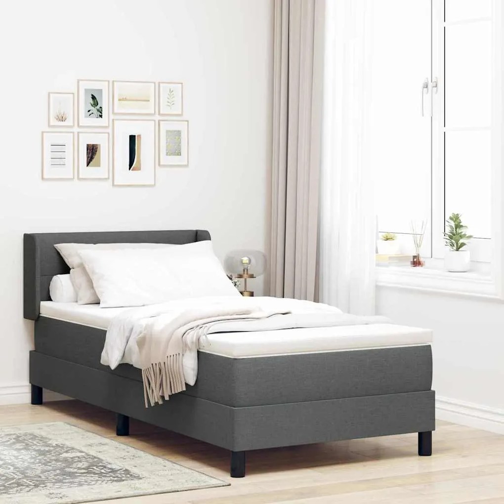 Postel s boxspringem s čelo Tmavě šedá 200 x 100 cm textil 3341091