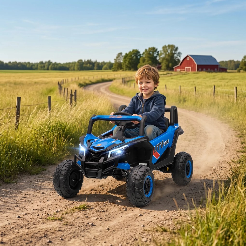 AIYAPLAY 12V elektroauto pro děti, funkce dálkového ovládání, pás, klakson, LED světla, USB port, pro 3-5 let, Modrá