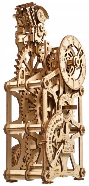 Ugears 3D dřevěné mechanické puzzle –  Hodiny motoru (265 dílků)