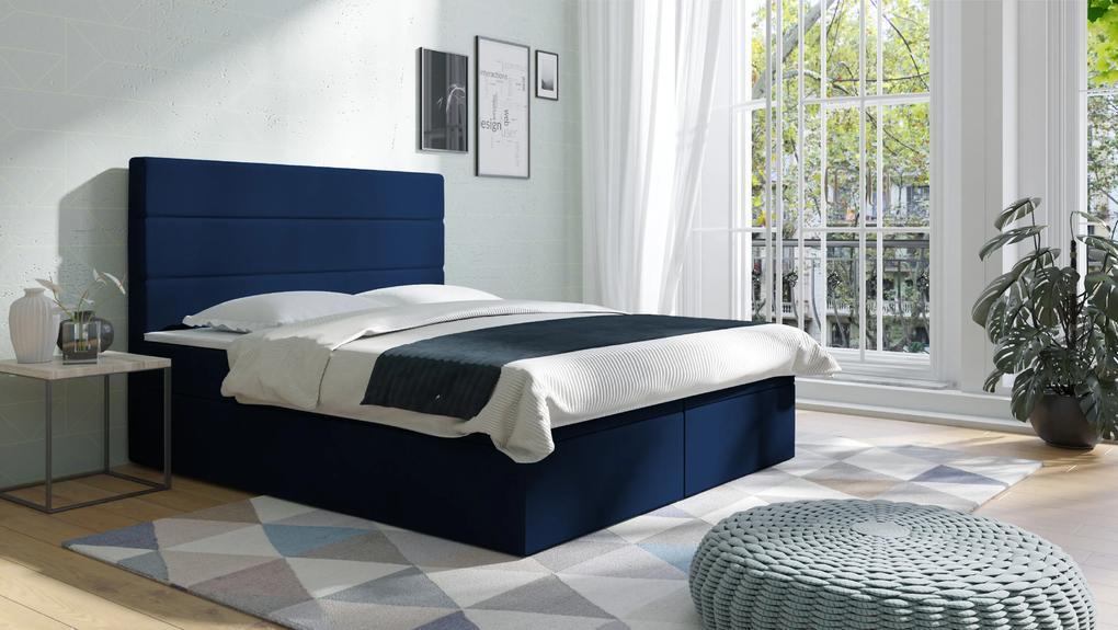 Eka Kontinentální čalouněná postel Malibu - Riviera (180x200 cm) Barva látky Riviera: Královská modrá (81)