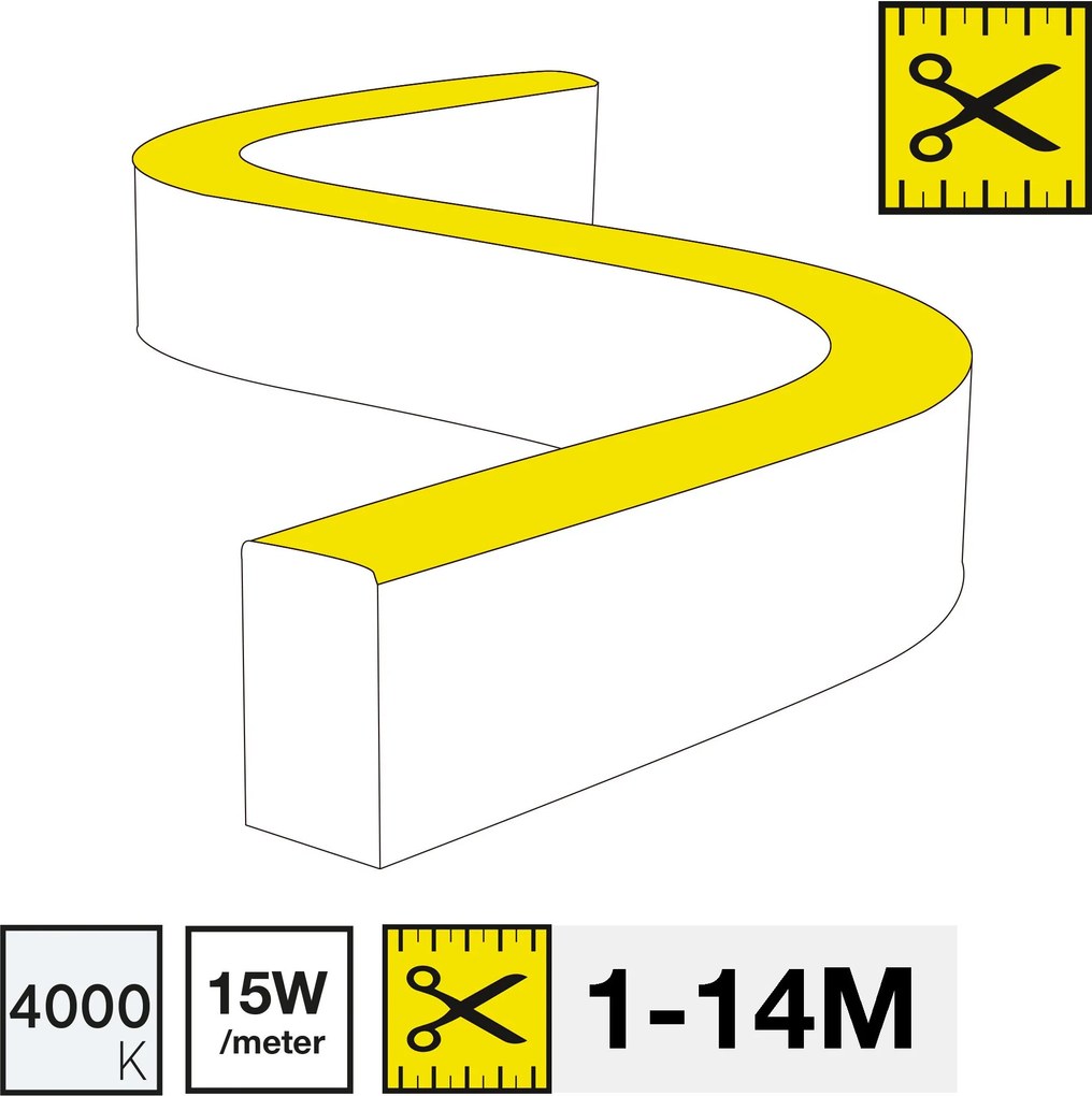 SLC SM16068 LED pásek SLC NEON FLEX SIDE 4000K 15W 519LM 1-14M IP67 - TLG