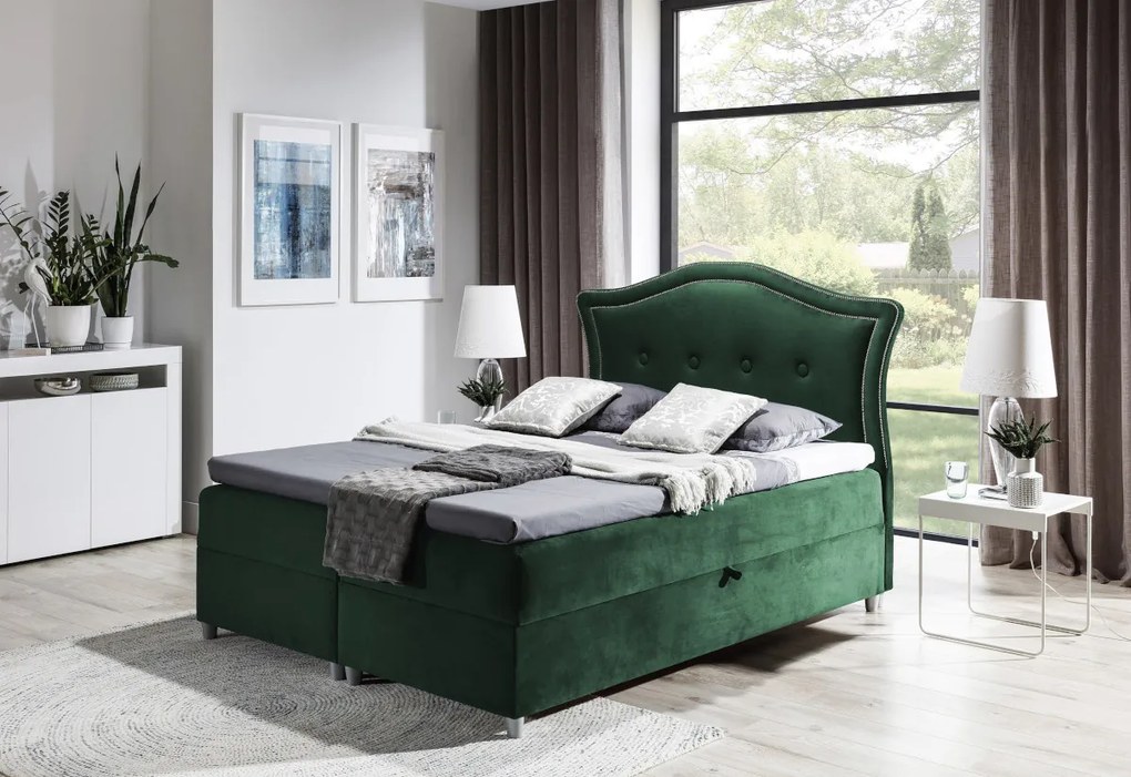 Čalouněná postel boxspring BEDRAN + topper, 140x200, jaguar 2185