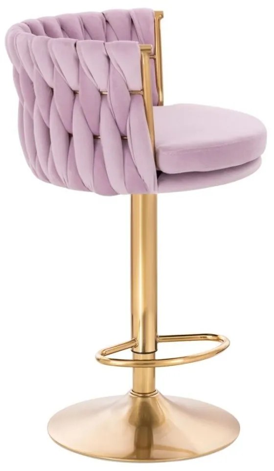 LuxuryForm DESIGN Barová židle LYON VELUR na zlaté kulaté podstavě - levandule