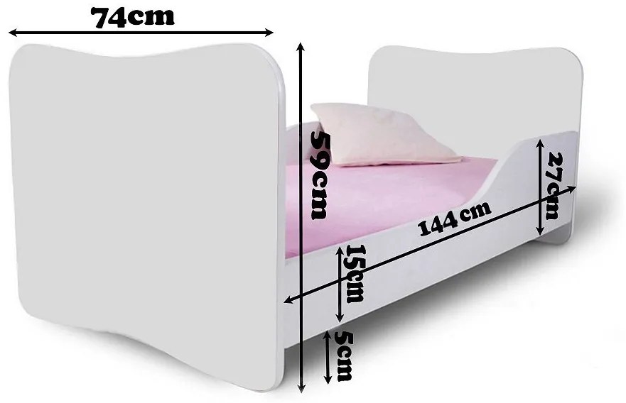 Dětská postel růžové Pruhy, HDF + ABS