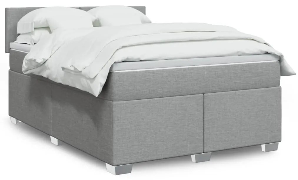Box spring postel s matrací světle šedá 140 x 190 cm textil 3285876