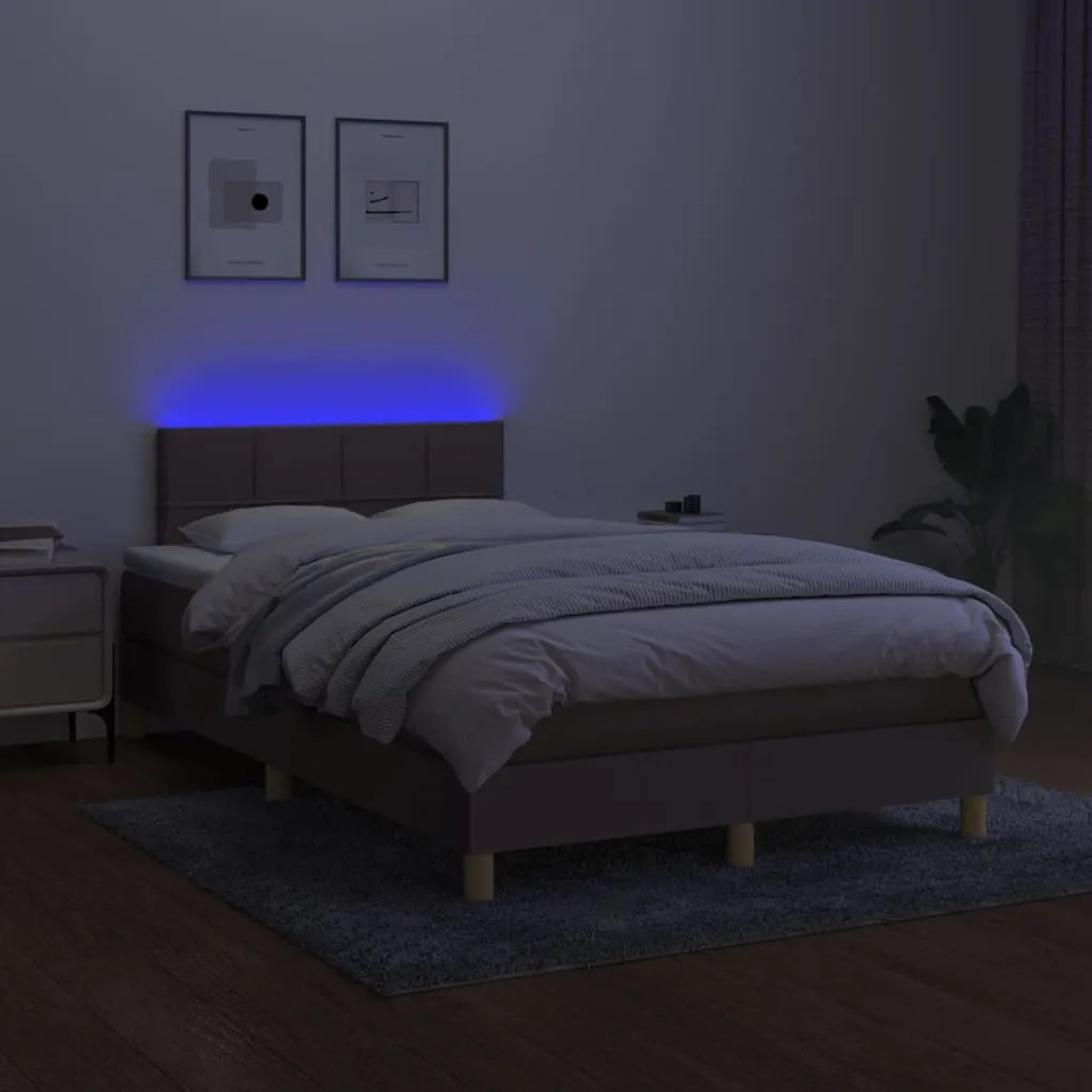 Box spring postel s matrací a LED taupe 120x190 cm textil 3270092