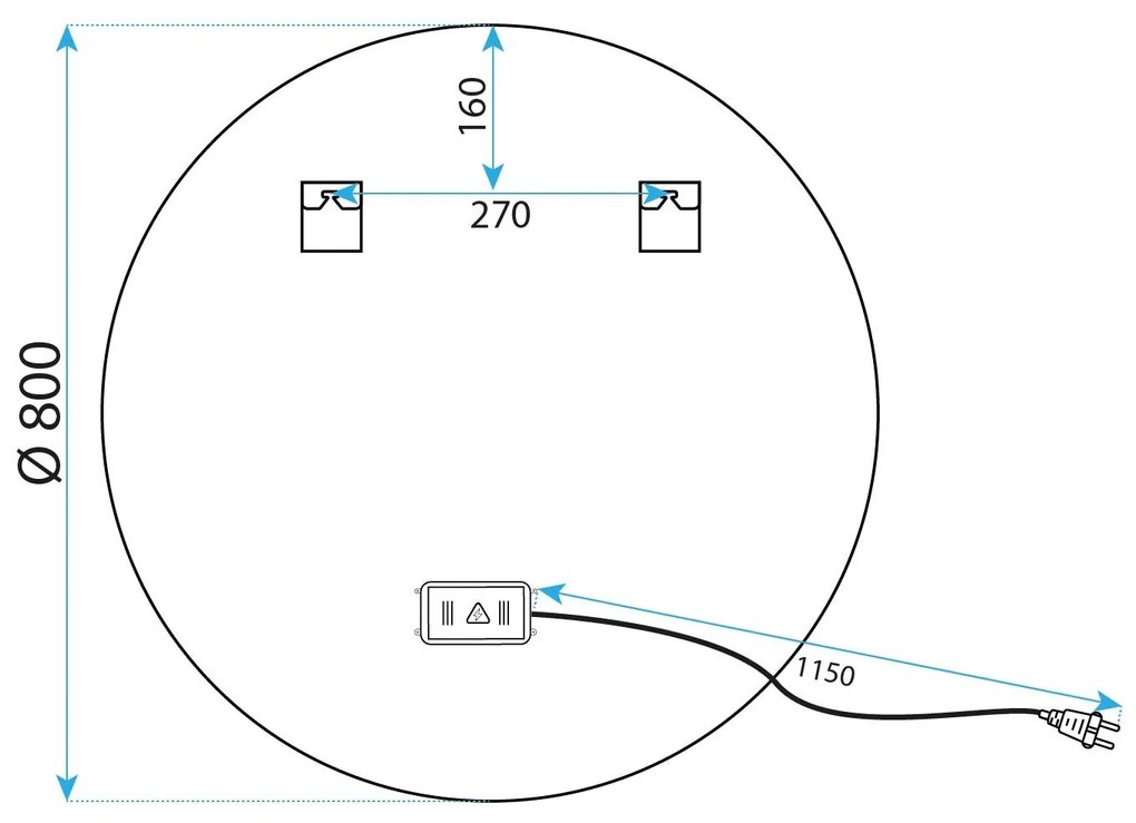 Tutumi Zrcadlo ⌀80 cm s vyhříváním a regulovatelným LED osvětlením HOM-05509, kartáčovaná růžová zlatá