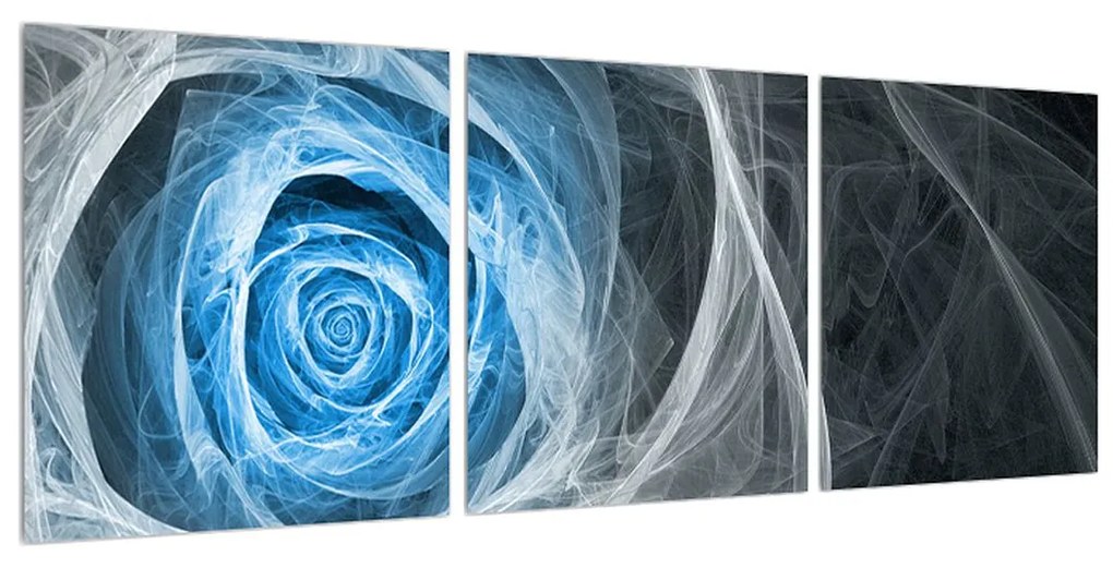 Abstraktní obraz modré růže (90x30 cm)