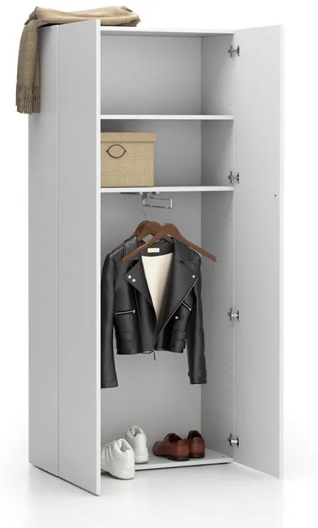 PLAN Kancelářská šatní skříň SEGMENT, 2 police, šatní tyč, 840 x 370 x 1880 mm, grafitová