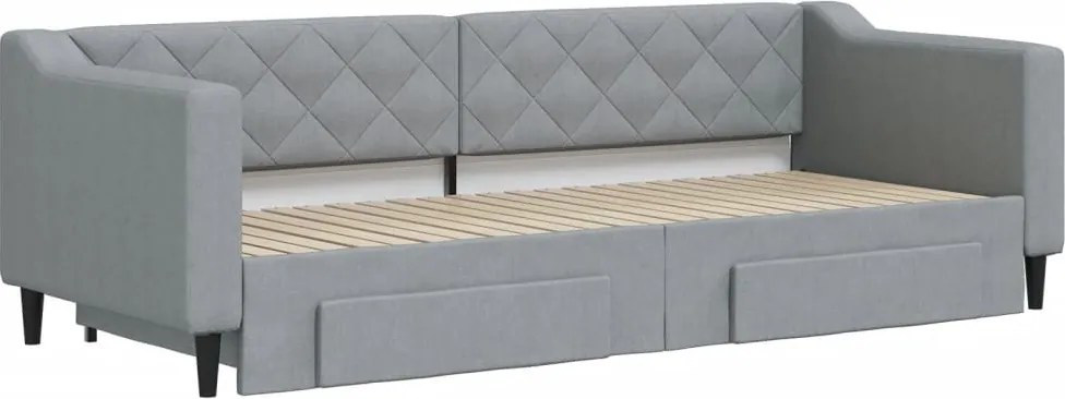 Válenda s přistýlkou a zásuvkami světle šedá 80 x 200 cm textil 3197457