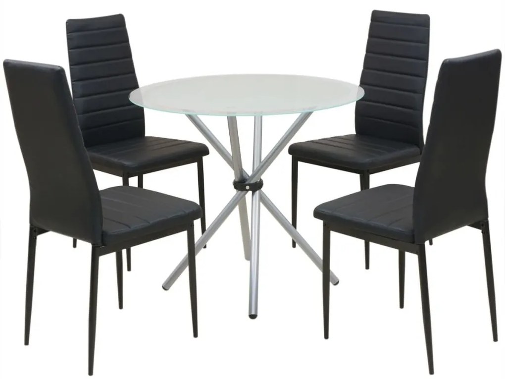 5-dílný jídelní set stolu a židlí | černobílý